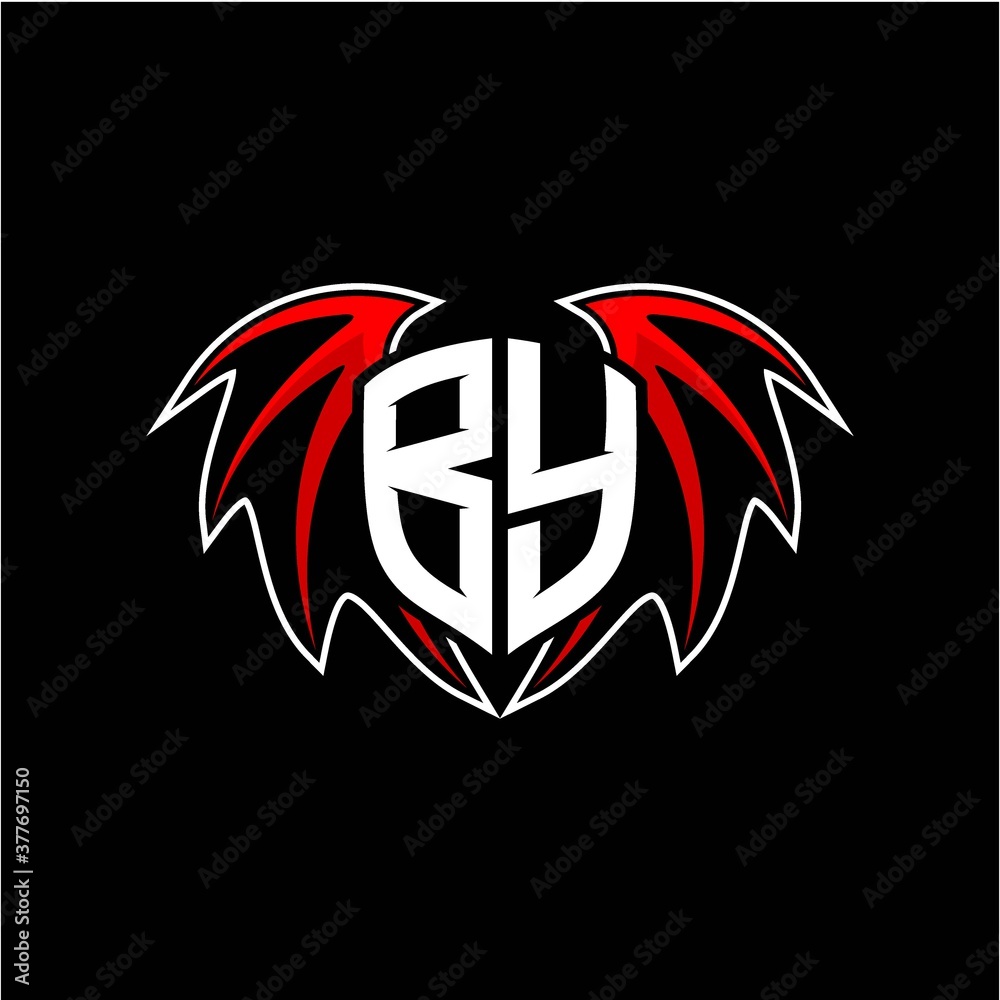 letter B Y initial vector logo template with a minimalist dragon wing ...