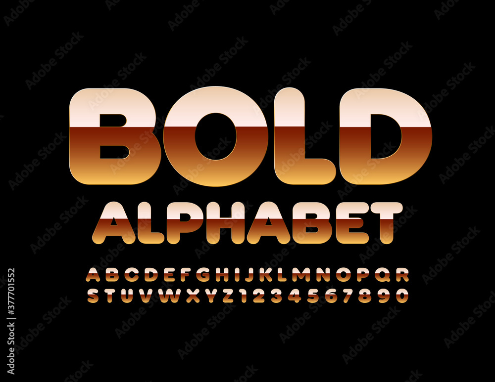Vector Bold Alphabet. Gold premium Font. Luxury shiny Uppercase Letters ...