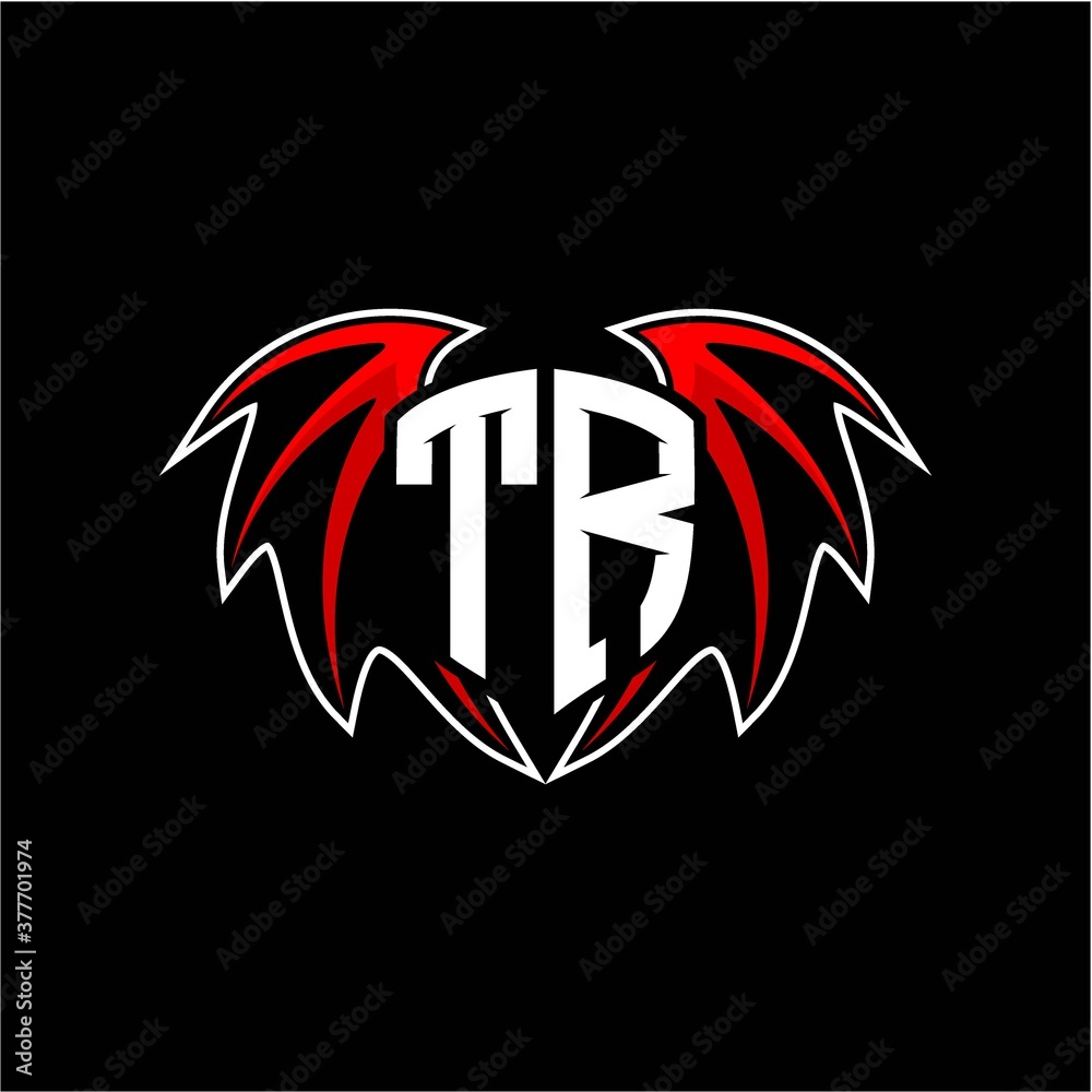letter T R initial vector logo template with a minimalist dragon wing ...
