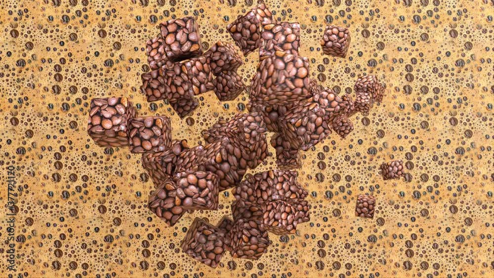 Arabica and brown robusta roasted coffee beans 3d render animated ...