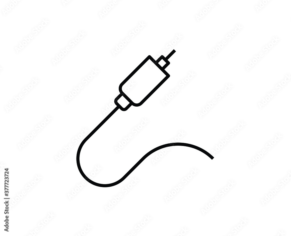 Aux cable vector icon illustration, vector audio jack connector black ...