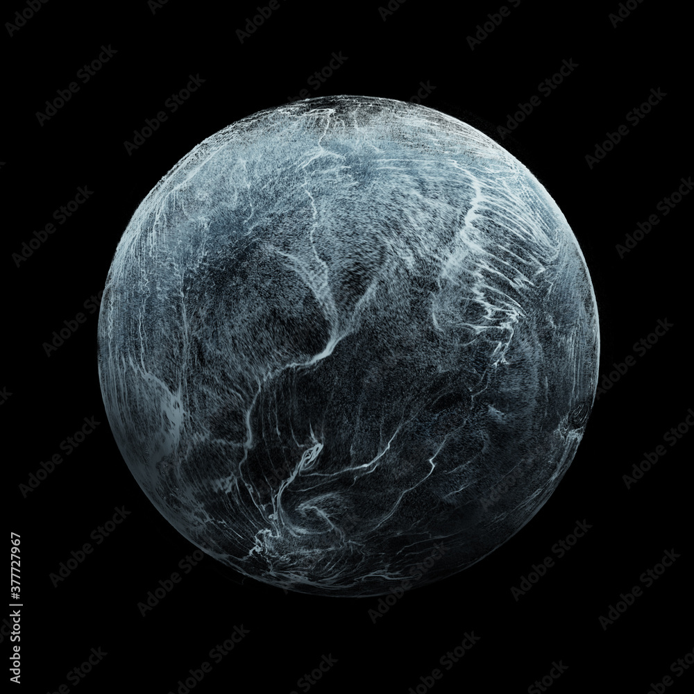 Abstract fluid, Water in sphere. particles flowing around sphere ...