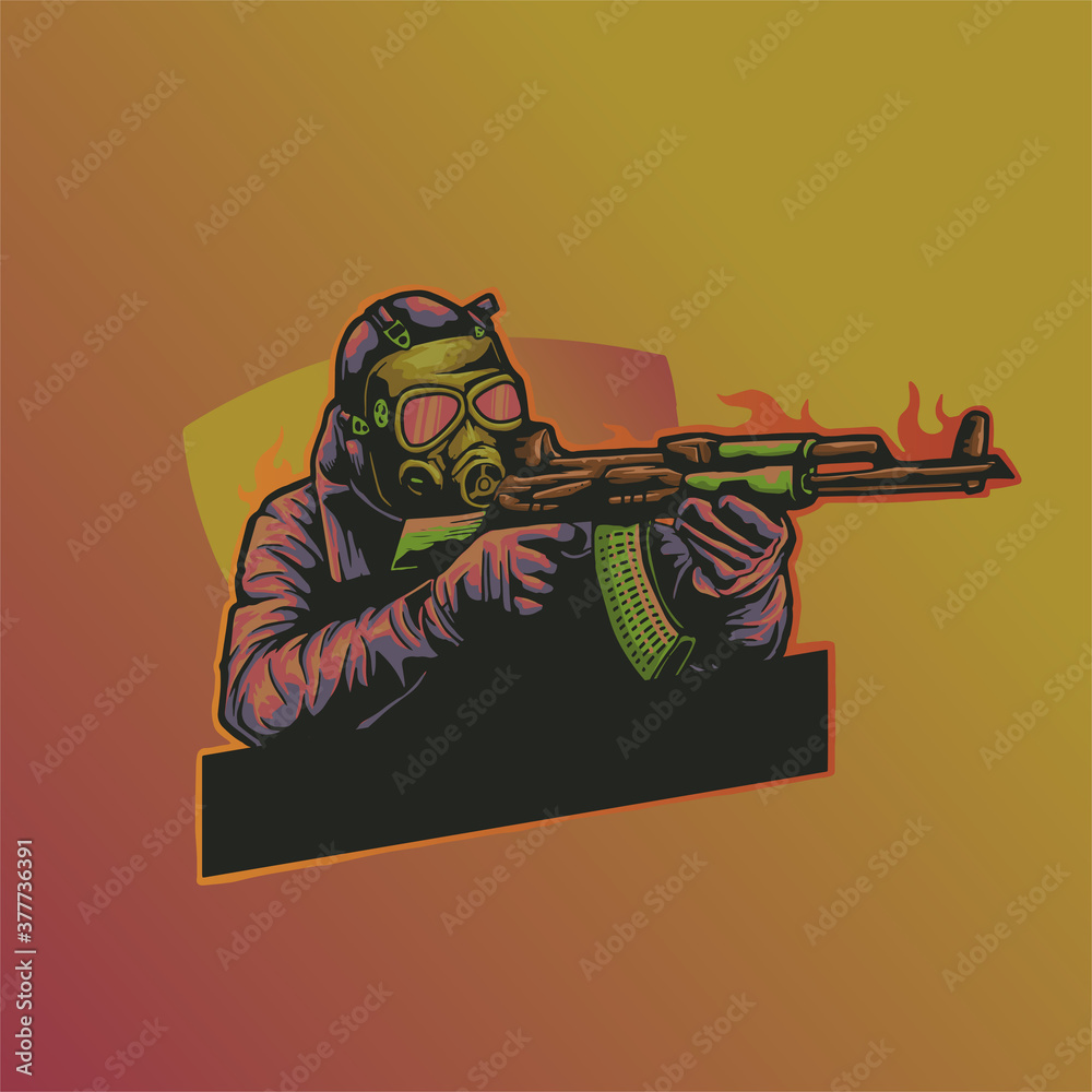 Gold Gas Mask Warrior Squad Soldier Battleroyale CODM PUBG Freefire ...