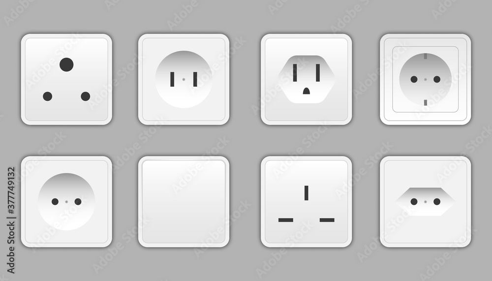 Wall switch. Power electrical socket different modern round switches ...