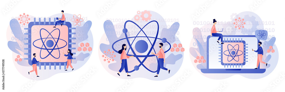 Quantum computing concept. Optical technology, photonics research. Tiny ...