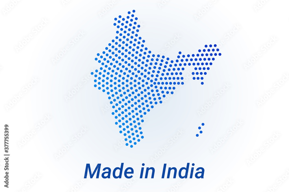 Map icon of India. Vector logo illustration with text Made in India ...