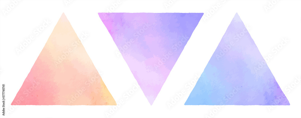 Colorful gradient watercolor vector triangles, pyramid shapes set ...