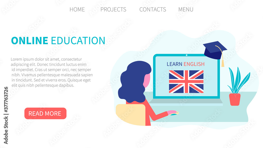 Landing page template. Online English Learning, distance education ...