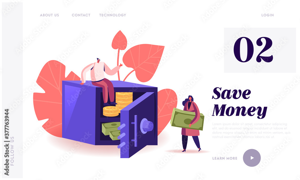 People Making Savings, Investment and Cash Safety Landing Page Template ...
