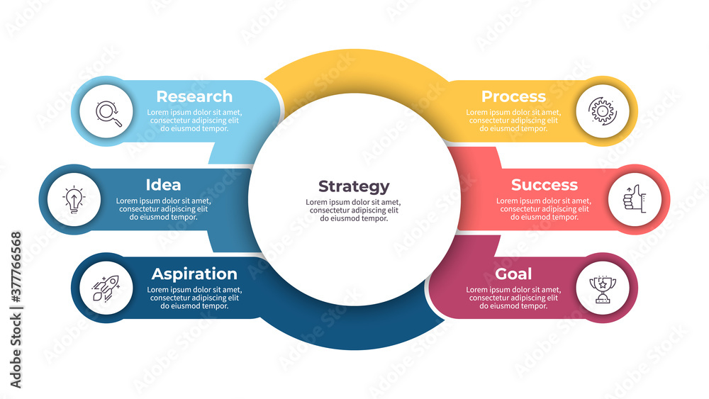 Business infographic. Organization chart with 6 options. Vector ...