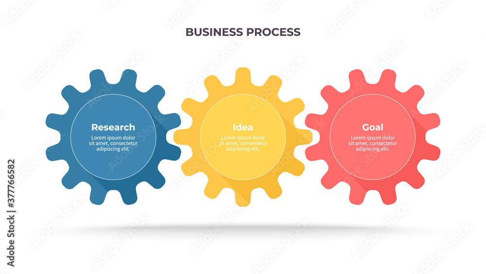 Business infographics. Process with 3 steps, options, gears. Vector ...