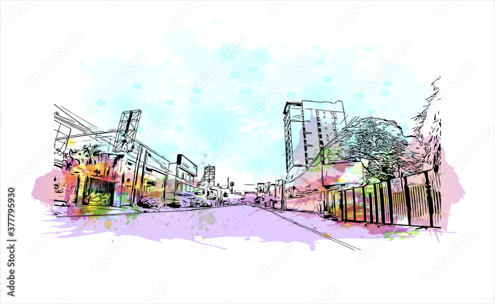 Building view with landmark of Bandar Lampung is the capital and ...