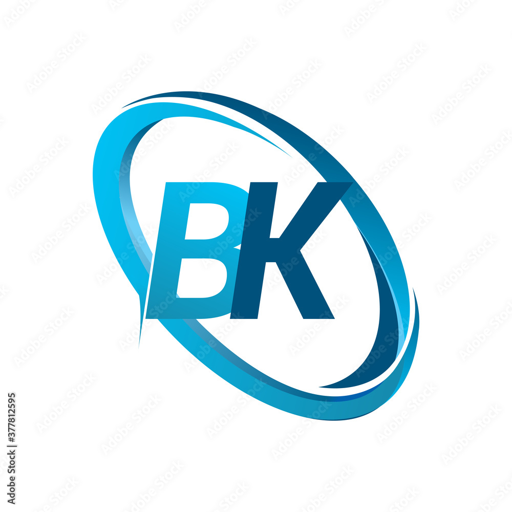 letter BK logotype design for company name colored blue swoosh. vector ...