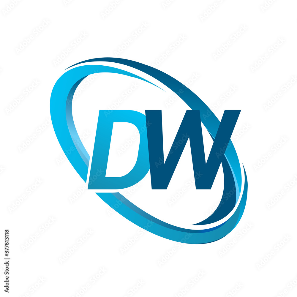 letter DW logotype design for company name colored blue swoosh. vector ...