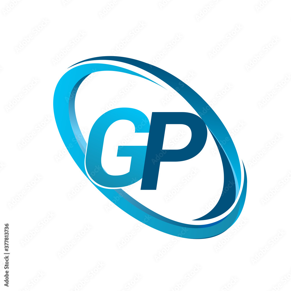 letter GP logotype design for company name colored blue swoosh. vector ...
