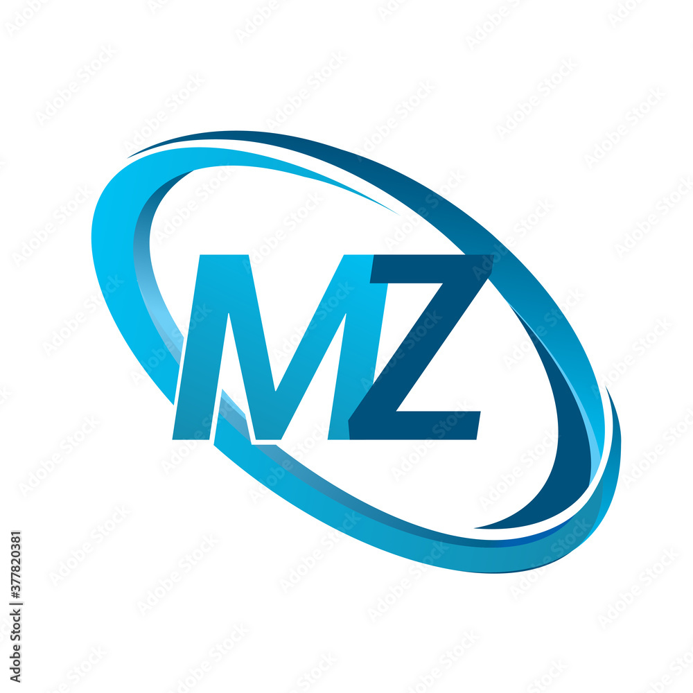 letter MZ logotype design for company name colored blue swoosh. vector ...