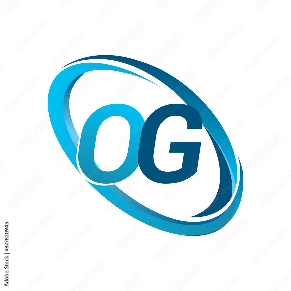 letter OG logotype design for company name colored blue swoosh. vector ...