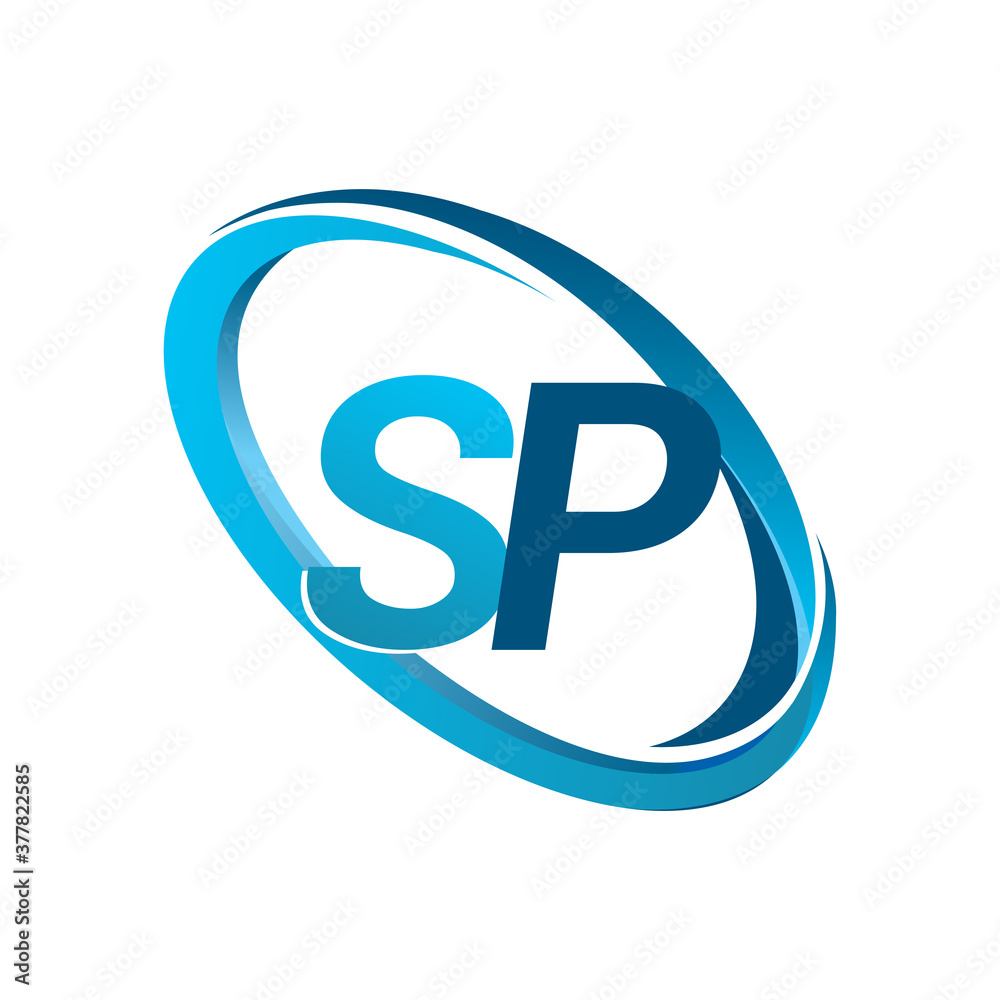 letter SP logotype design for company name colored blue swoosh. vector ...