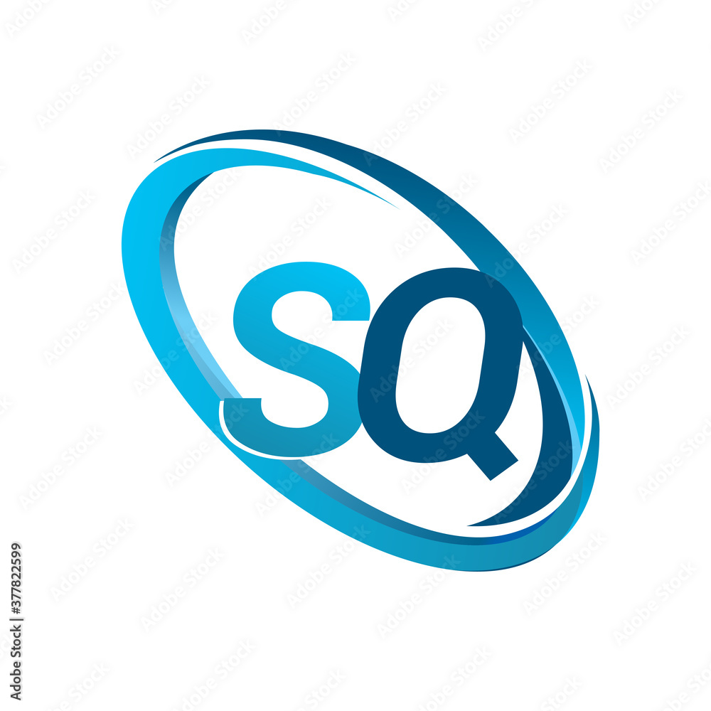 letter SQ logotype design for company name colored blue swoosh. vector ...