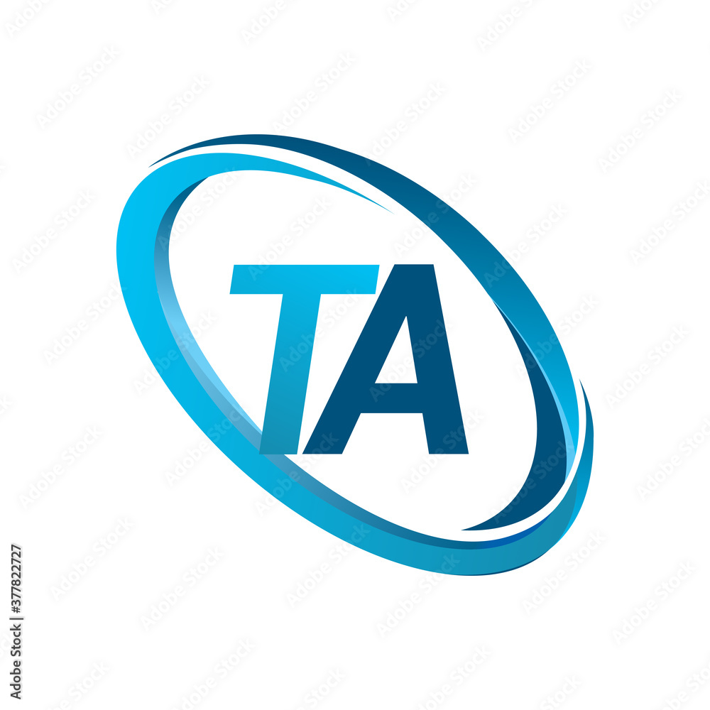 letter TA logotype design for company name colored blue swoosh. vector ...
