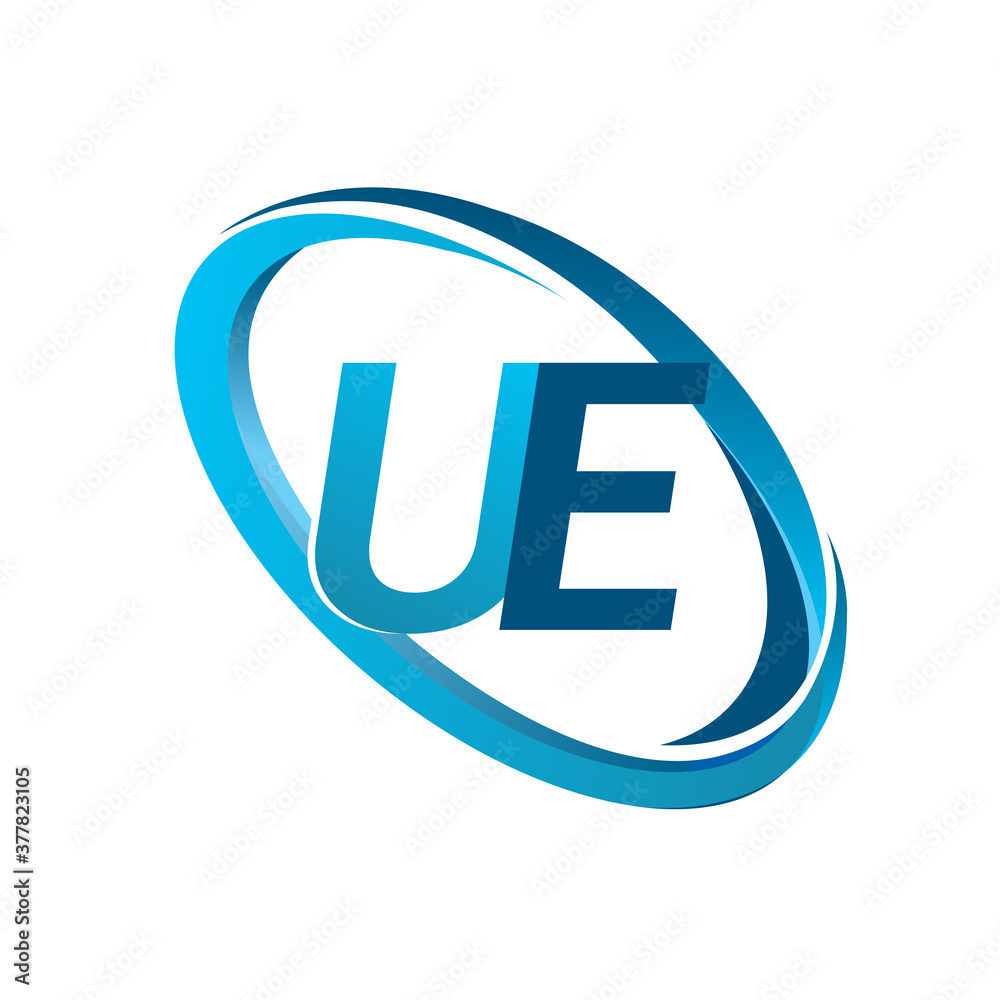 letter UE logotype design for company name colored blue swoosh. vector ...