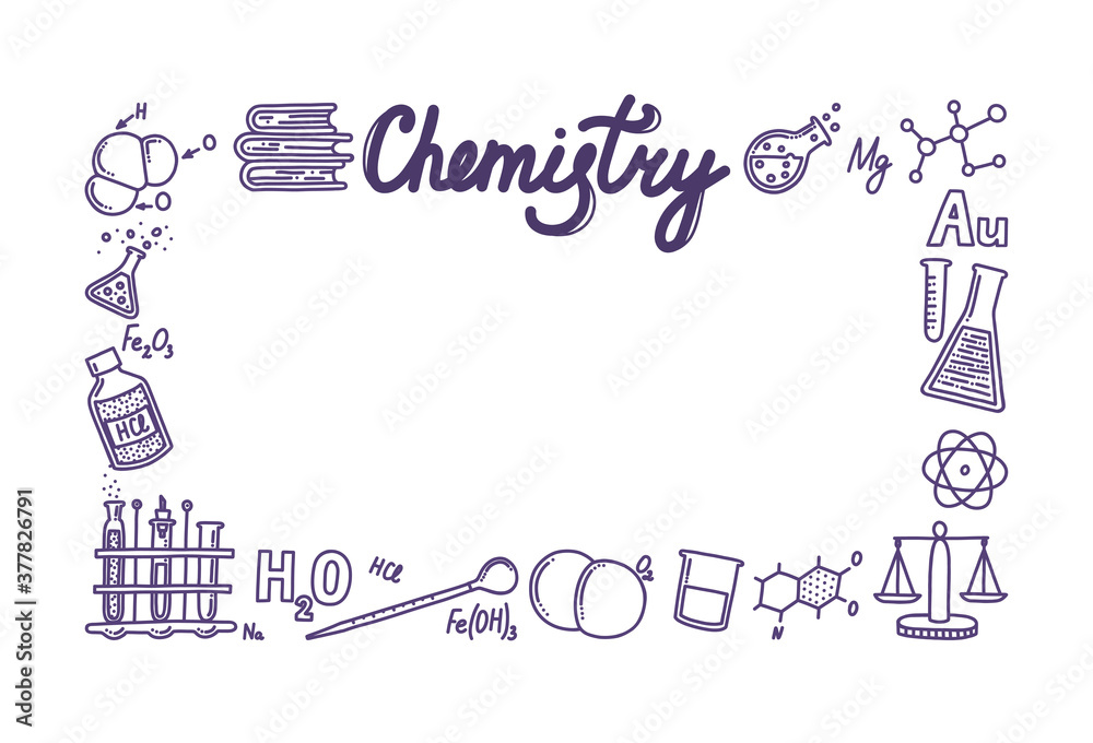 Rectangular box composed of chemistry icons. Frame for your designs and ...