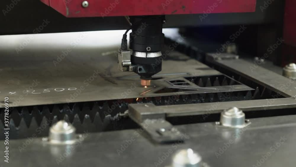 Plasma cutting of metal on a CNC machine. Fire cutting of thick sheet ...