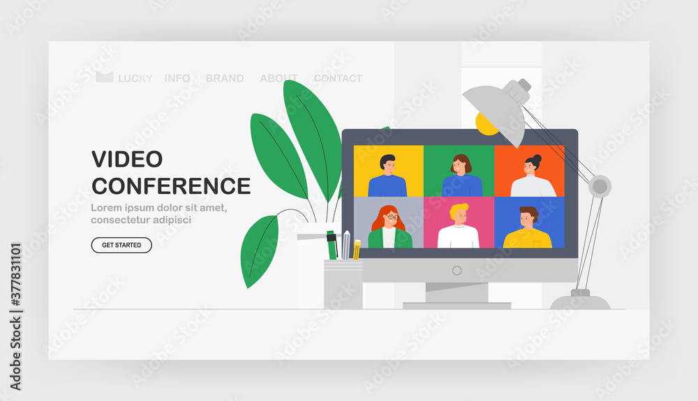 Modern communication vector trendy illustration video call, banner, web ...