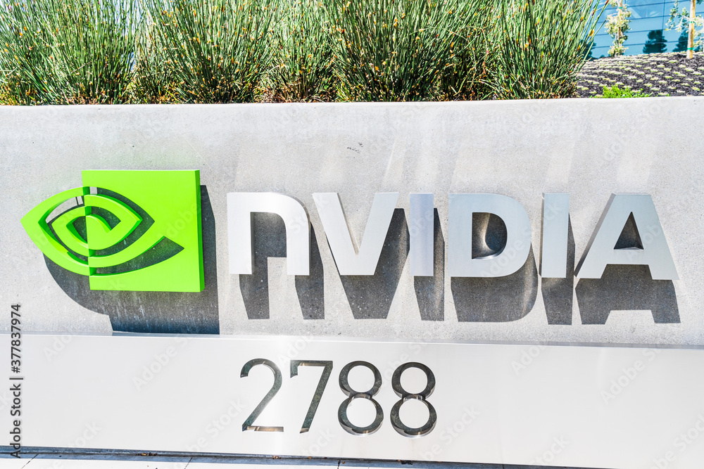 August 9, 2019 Santa Clara / CA / USA - The NVIDIA logo and symbol ...