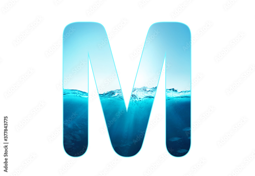 letter M of water alphabet Stock Photo | Adobe Stock