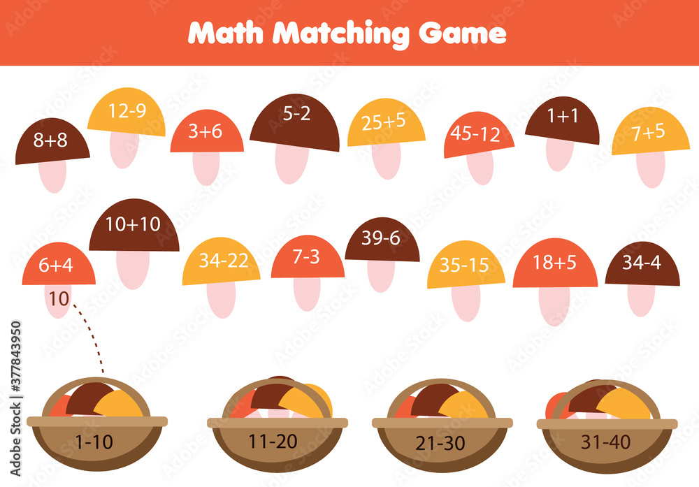 Mathematics children educational game . Match objects with numbers ...