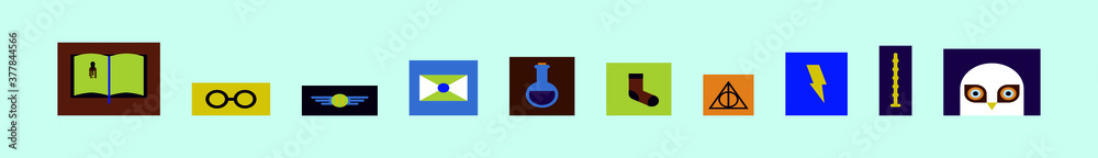 set of hogwarts cartoon icon design template with various models ...