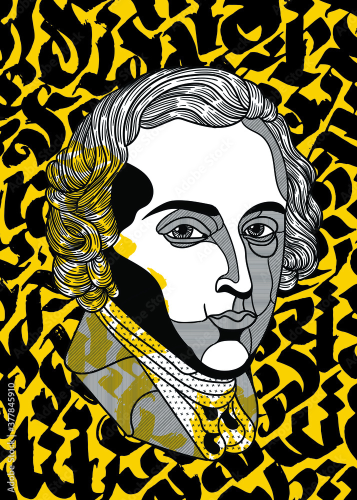 Frederic Francois Chopin. Gothic calligraphy. Vector hand drawn ...