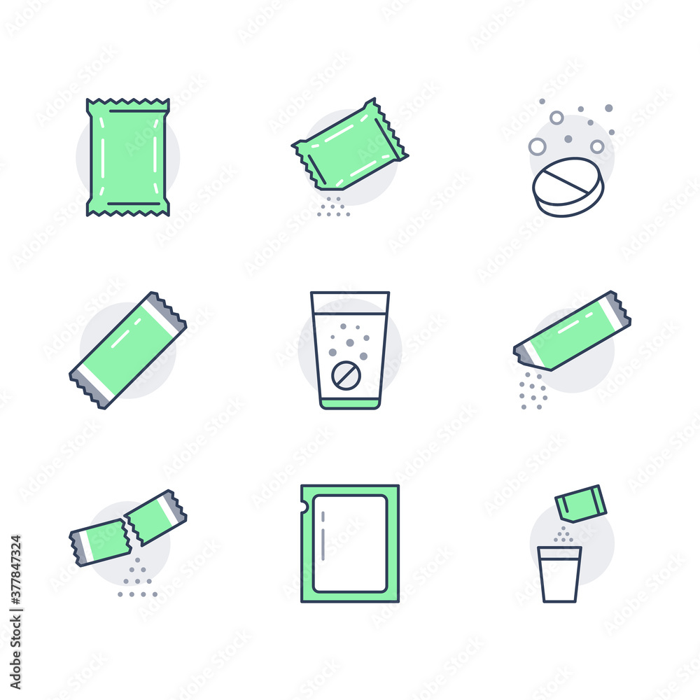Sachet line icons. Vector illustration included icon as sugar powder ...