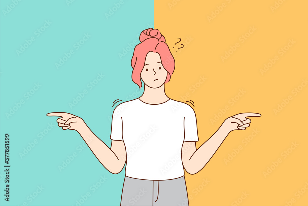 Vecteur Stock Choice, thinking, doubt, problem concept. Young pensive ...