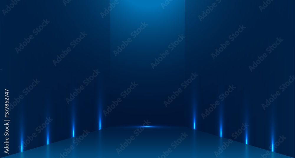 Blue empty room studio used for background and display of content ...