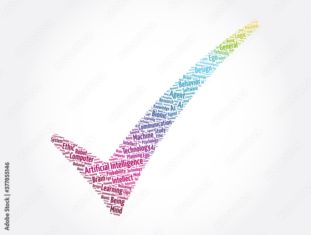 Artificial intelligence check mark word cloud collage, concept ...