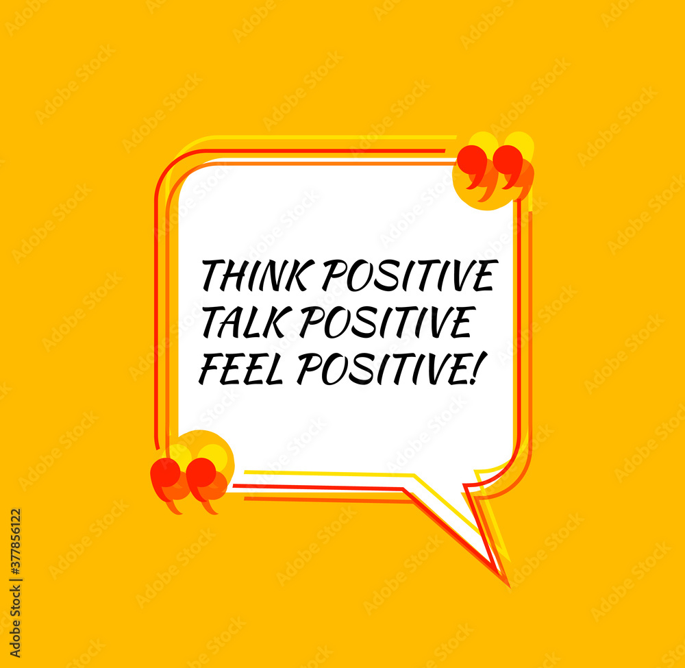 Vector colorful positive thinking quote template, bright yellow color ...
