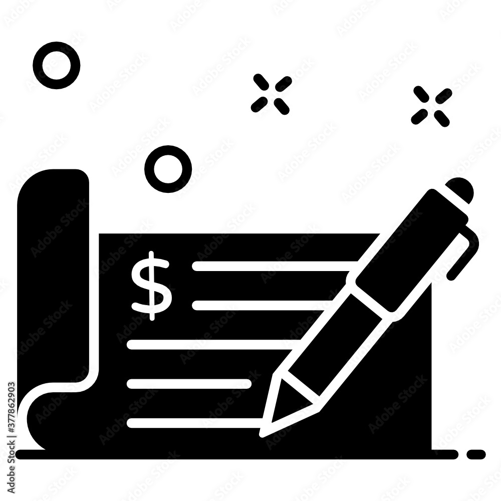 Cash cheque writing, vector of bank receipt in editable style Stock ...