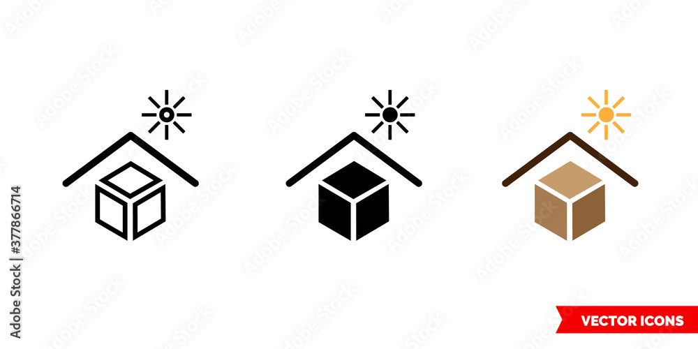 Protect from heat icon of 3 types color, black and white, outline ...