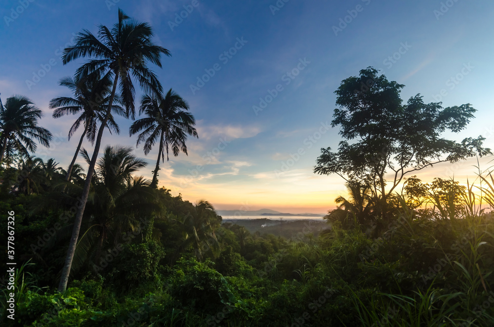 Póster Sunset at Tagaytay ridge in Lemery, Batangas Center view of ...