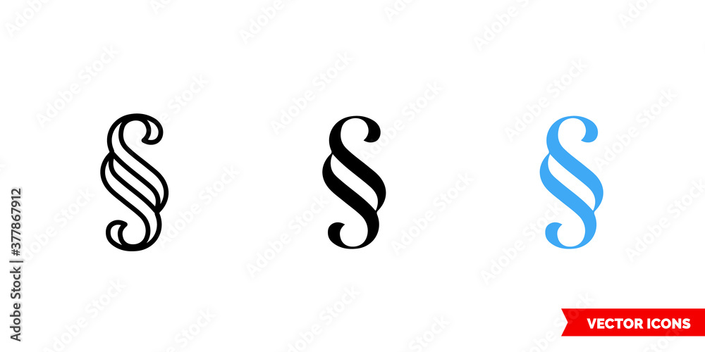 Section symbol icon of 3 types color, black and white, outline ...