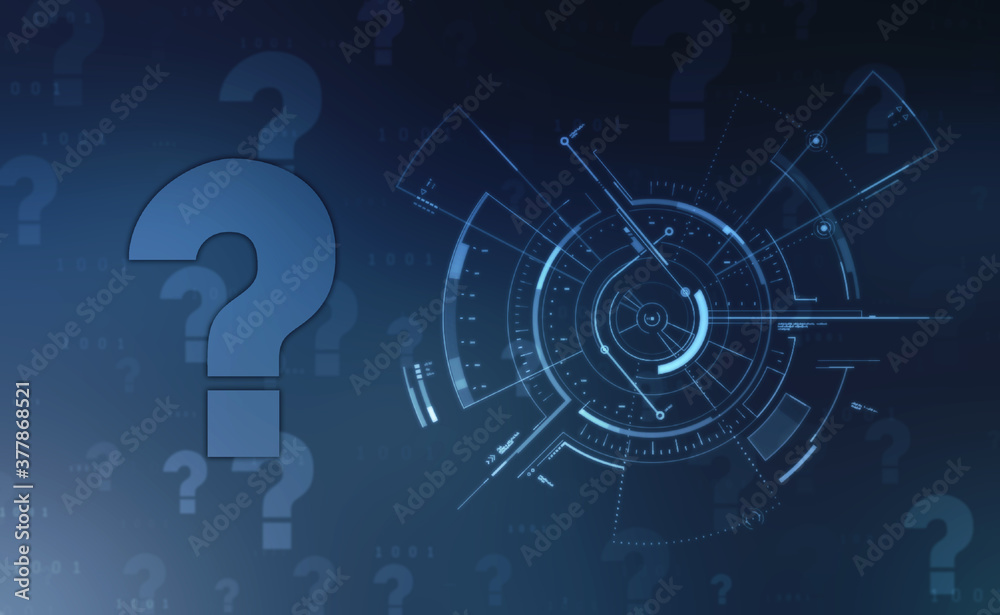 2d illustration question mark,Cyber Technology Background,Concept of ...