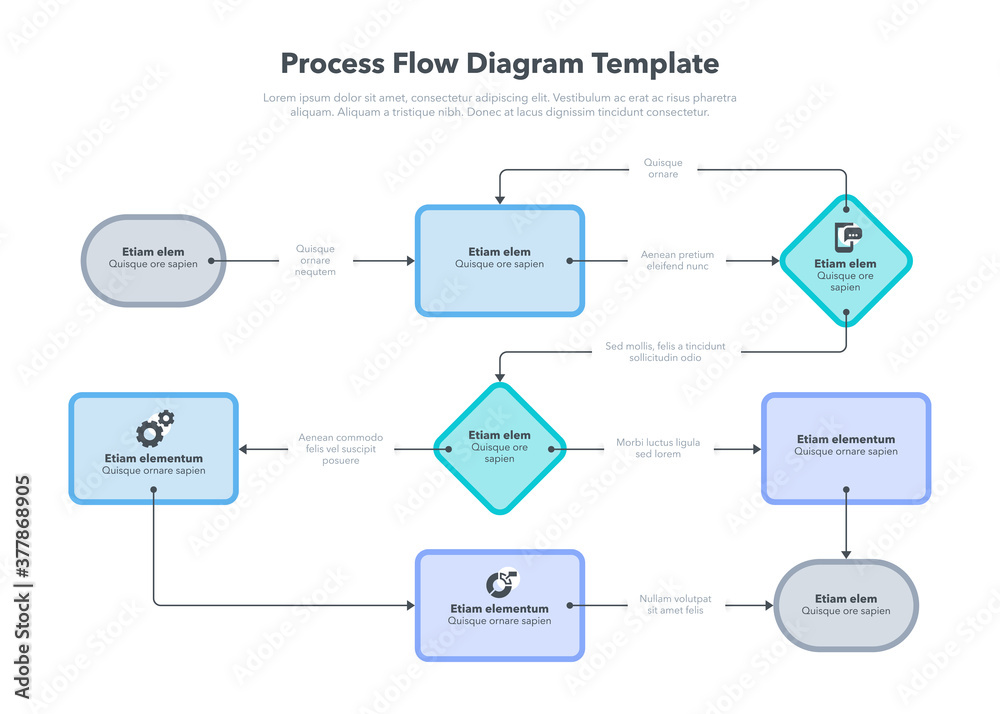 Modern infographic for process flow diagram. Flat design, easy to use ...