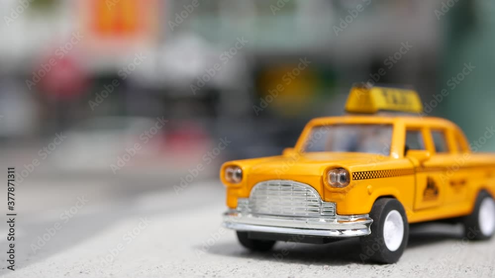 Yellow vacant mini taxi cab close up, Harmon corner, Las Vegas, USA ...
