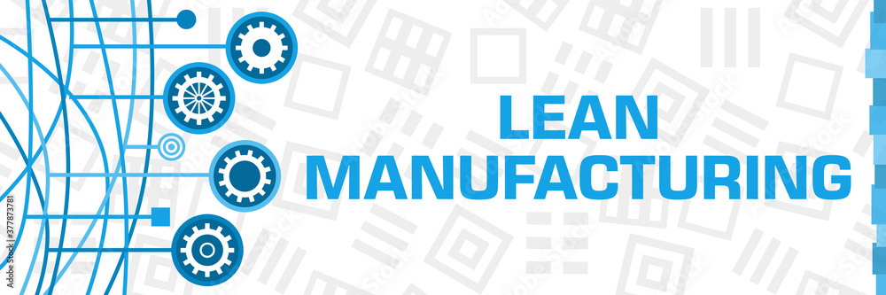 Lean Manufacturing Blue Lines Left Circles Gears Horizontal ilustração ...