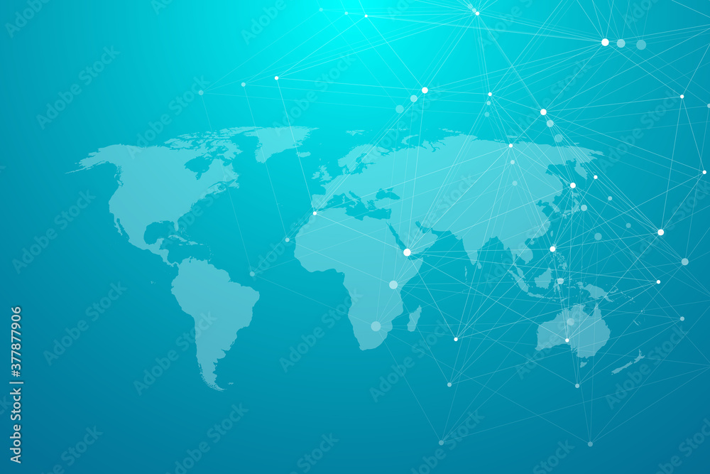 Global network connections with world map. Internet connection ...