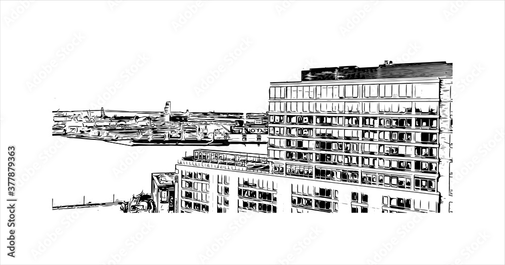 Building view with landmark of Baltimore is a major city in Maryland ...