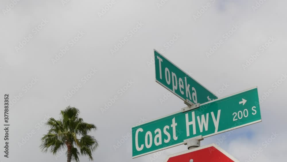 Pacific Coast Highway, historic route 101 road sign, tourist ...