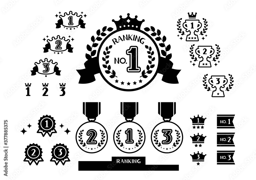 simple cute icons combo of ranking /black and white Stock Vector ...